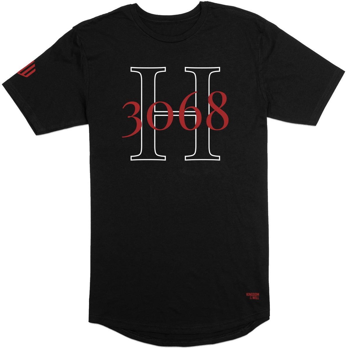 H3068 Long Body T-Shirt (Black & Red) – Kingdom & Will